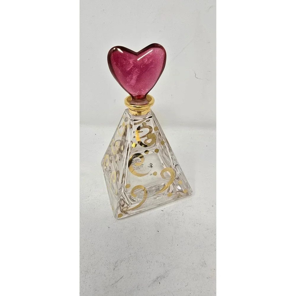 Bath | Vtg Italian Hand Painted Clear Glass Pyramid Perfume Bottle ...